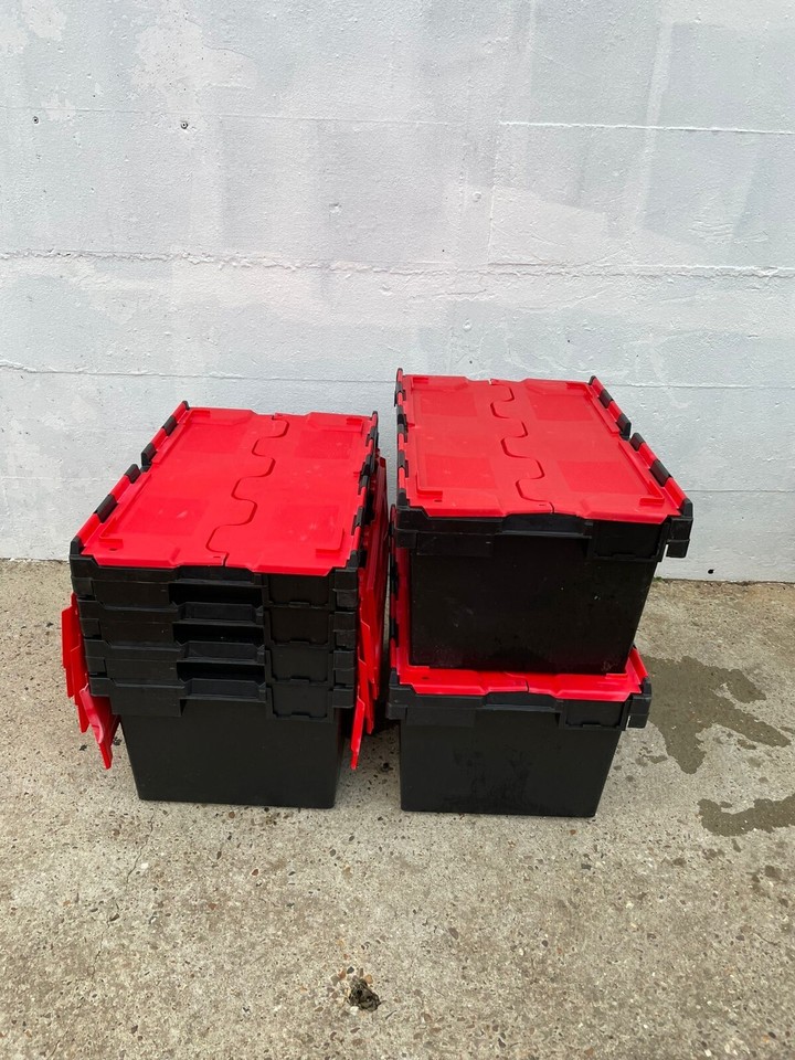 4 x 90ltr EXTRA LARGE Heavy Duty Plastic Storage Tote Boxes 710 x 460 x ...