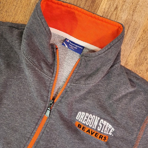 Champion Men's XL Oregon State Beavers OSU Gray/Orange 1/4 Zip Pullover ...