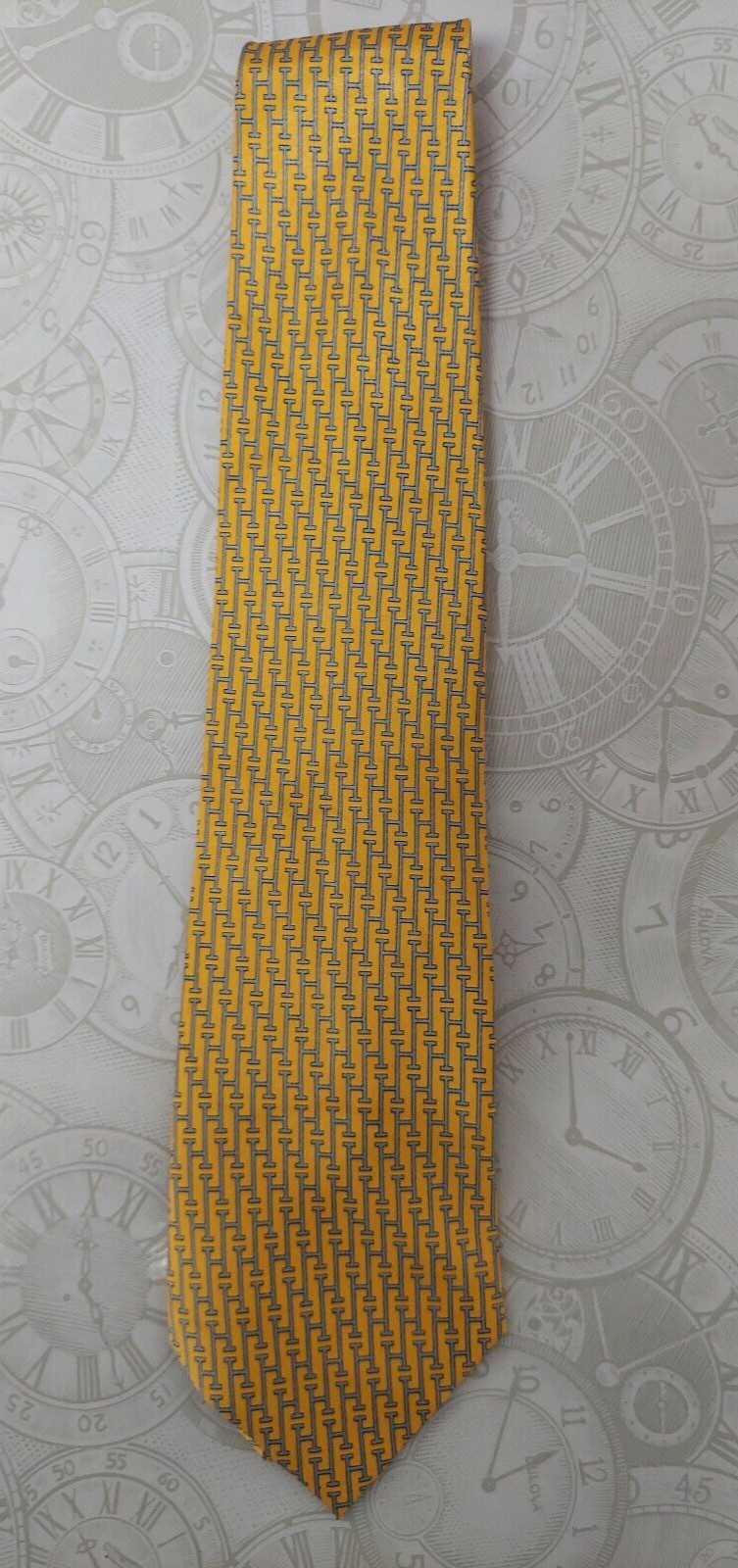 HERMES PARIS TIE , YELLOW COLOR WITH PATTERNS 100% SI… - Gem