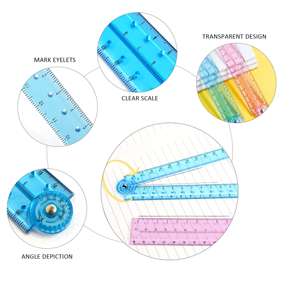 5-pack of 30cm Folding Rulers,Transparent Ruler for Geometric,for ...
