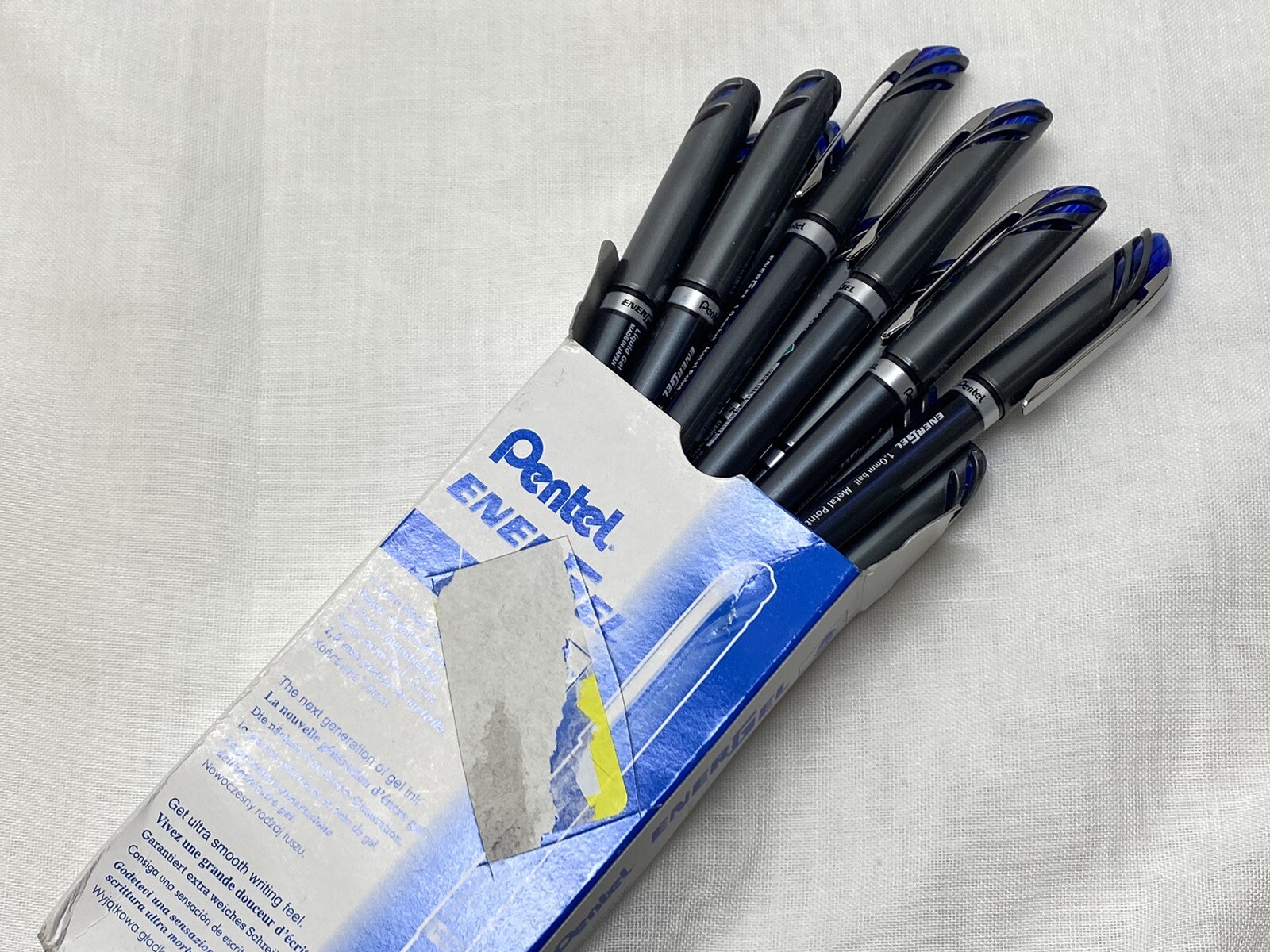 x12 PACK BL30-C Pentel EnerGel Liquid Gel Pens 1.0mm Metal Tip Blue Ink ...