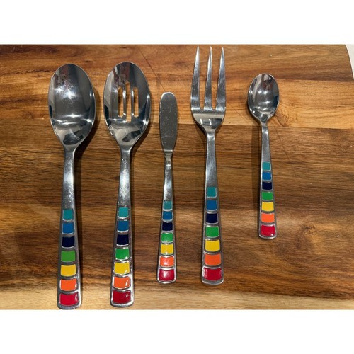 FIESTAWARE MASQUERADE RAINBOW MIRROR 5 PC SERVING HOSTESS SET RETIRED ...