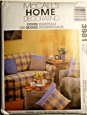 McCall's 3981 Home Decorating Sewing Pattern Sofa & Chair Cover Pillows ...