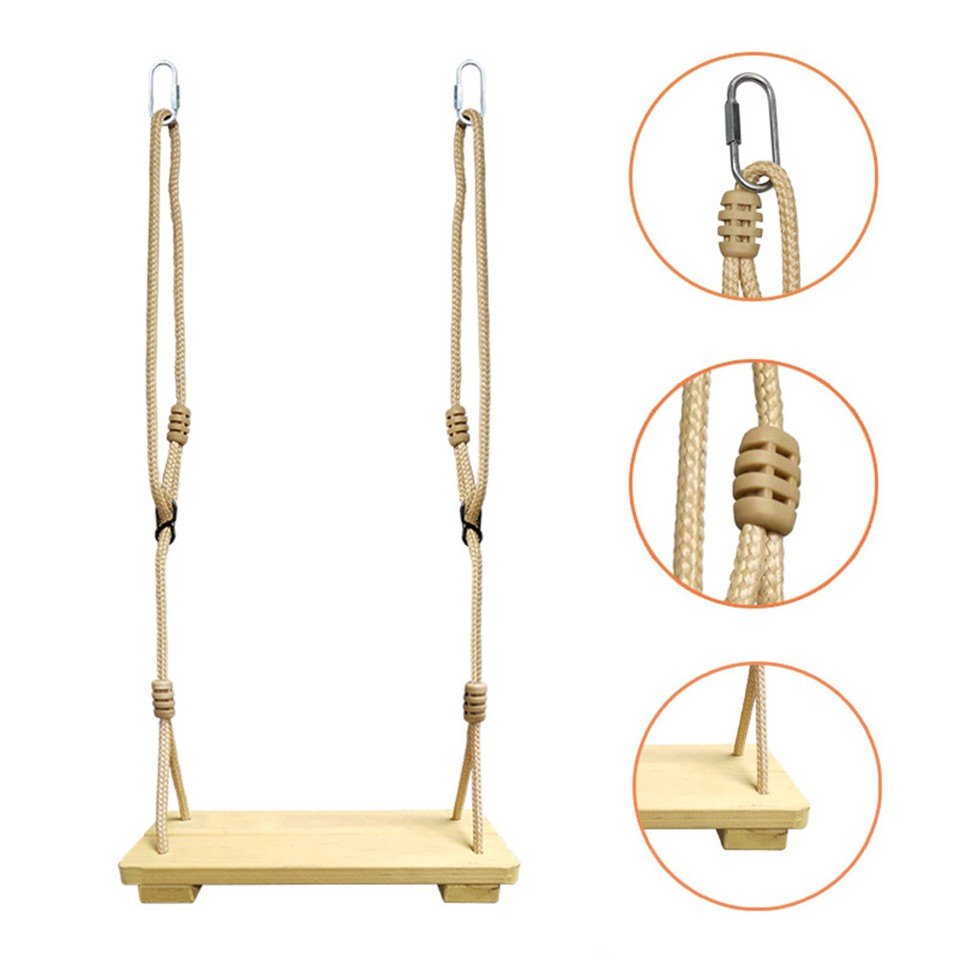 Garden Swing Games Tree Swing Wooden Seat Adjustable Weatherproof Ropes ...