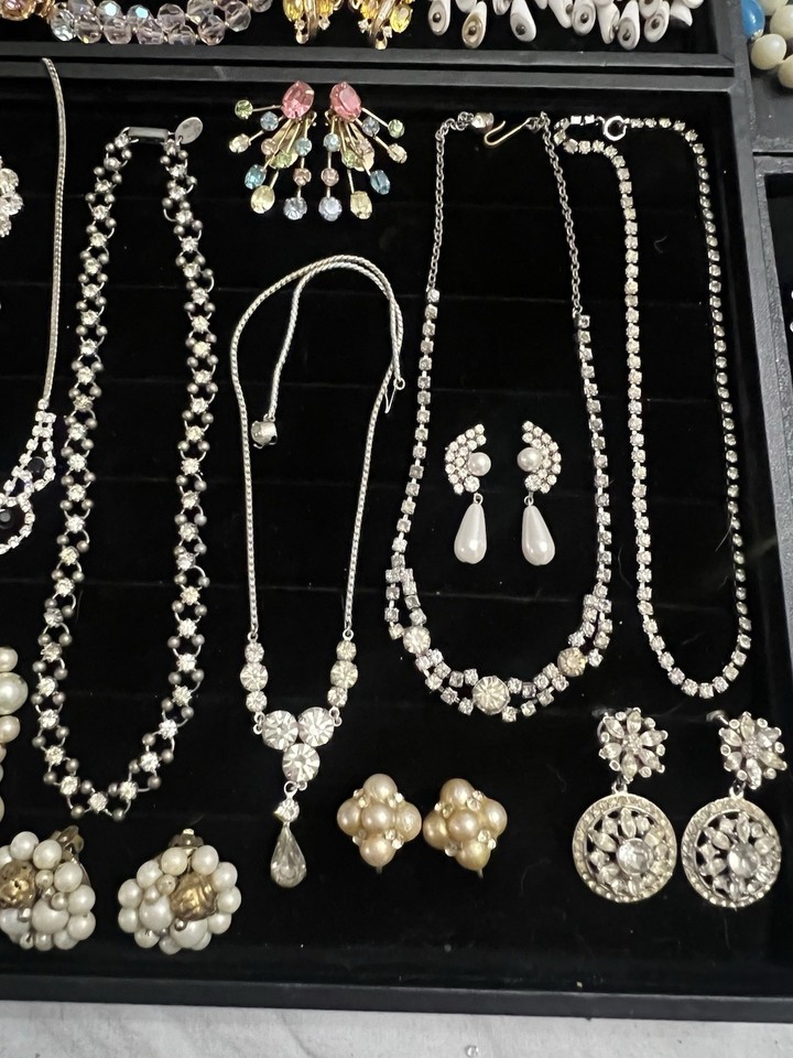 Huge Vintage Antique Mod Jewelry Lot Rhinestone Art Deco Statement ...