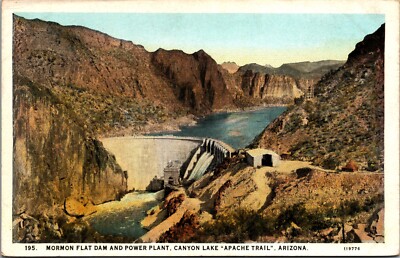 Postcard Arizona Mormon Flat Dam and Power Plant Canyon Lake C1 | eBay