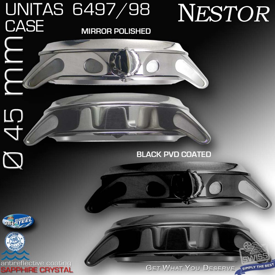 WATCH CASE NESTOR,45MM,ST.STEEL,SAPPHIRE CRYSTAL FOR MOVEMENT ETA ...