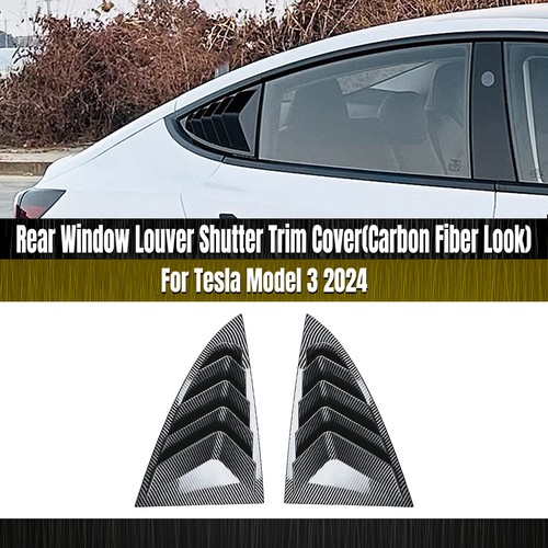 Car Rear Window Louver Shutter Covers For Tesla Model 3 17-25 Carbon ...