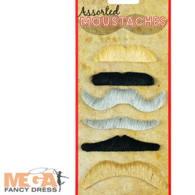 Assorted Moustache Set Mens Fancy Dress Fake Tash Adults Fun Costume ...