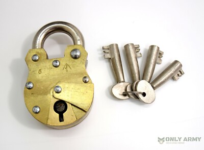 RARE British Army Large Padlock Brass Heavy Duty Vintage Lever Lock ...