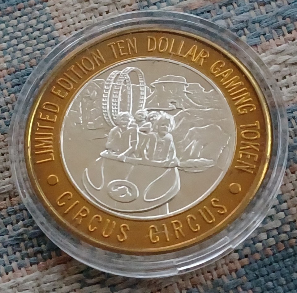 Circus Circus casino chip token Ten Dollar .999 Fine Silver Coin Roller ...