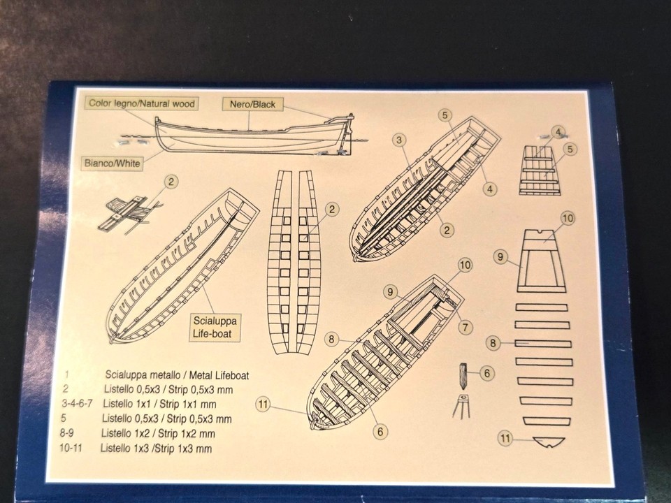 Ship Model Parts Amati lifeboat longboat kit 90mm White Metal and wood ...