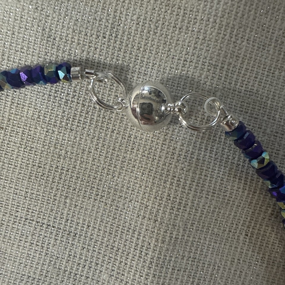 Blue and Clear Necklace with Magnetic Closure Silver Tone | eBay