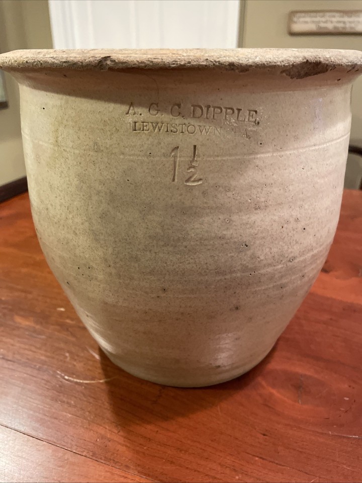 A.G.C. Dipple Pottery Stoneware Crock Lewistown Pennsylvania 1.5 Gallon ...