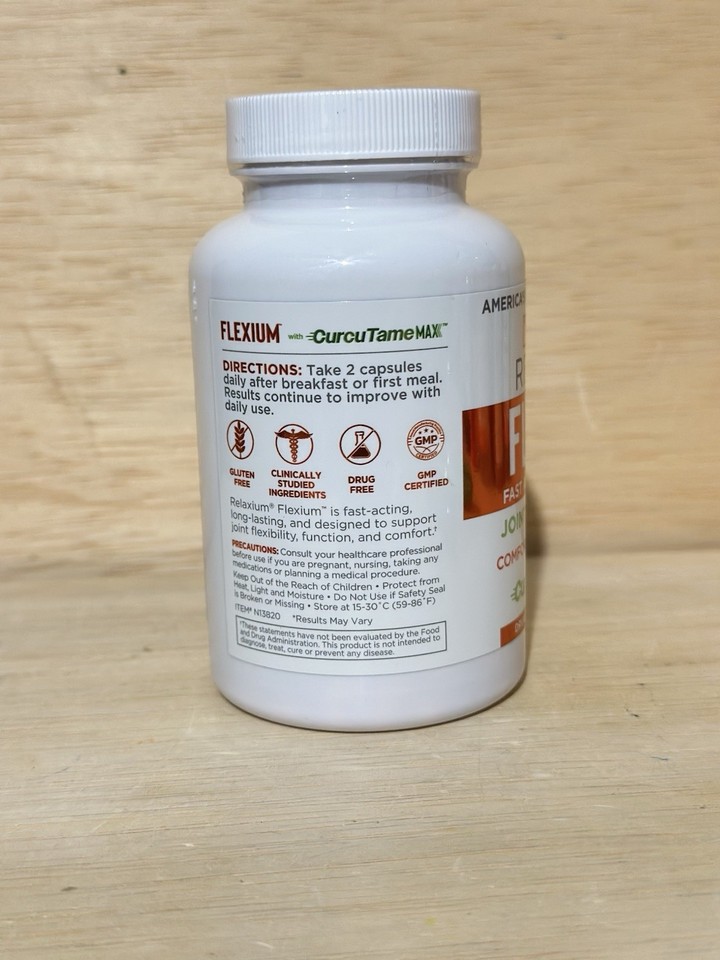 Relaxium Flexium Joint Relief - 60 Capsules; Exp 08/27 Sealed ...