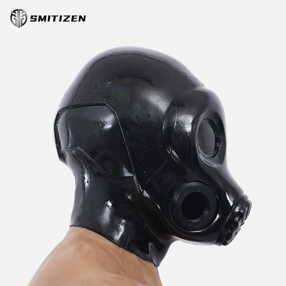 Smitizen Black Glossy Silicone Full Cover Gas Mask Costume for ...