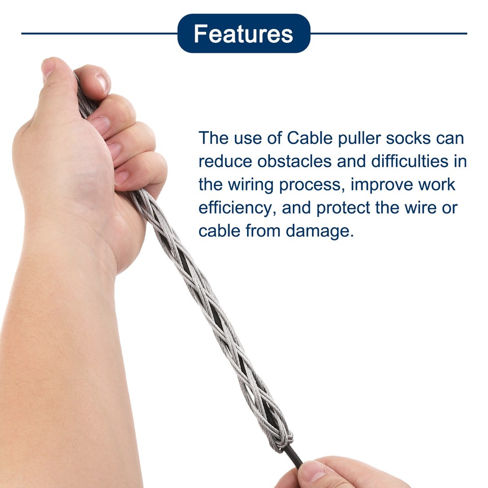 80-100mm Cable Pulling Socks Grip 2.8 m Stainless Wire Mesh Puller ...