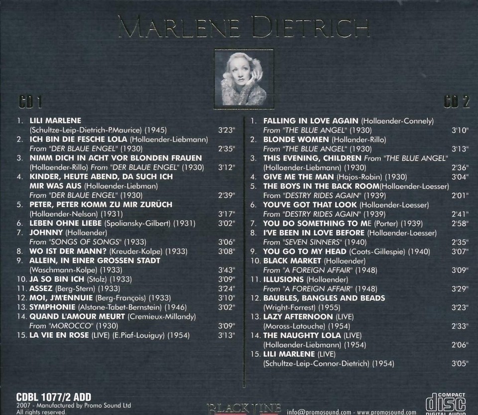 Marlene Dietrich Lili Marlene,l'Ange Bleu (CD) (US IMPORT) | eBay Australia