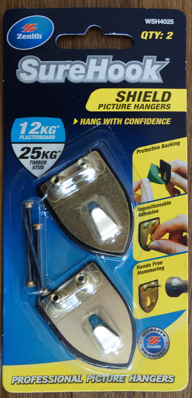Zenith 12 / 25kg SureHook Shield Picture Hanger Hook Pack of 2 ...