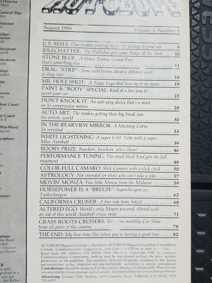 New Uncirculated Sept 1984 #15 Autobuff Car Magazine Mustang, Camaro ...