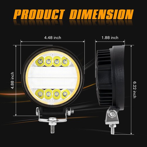 5'' Round LED Work Light Pods Combo Offroad Driving Fog Lamp 4WD ATV ...