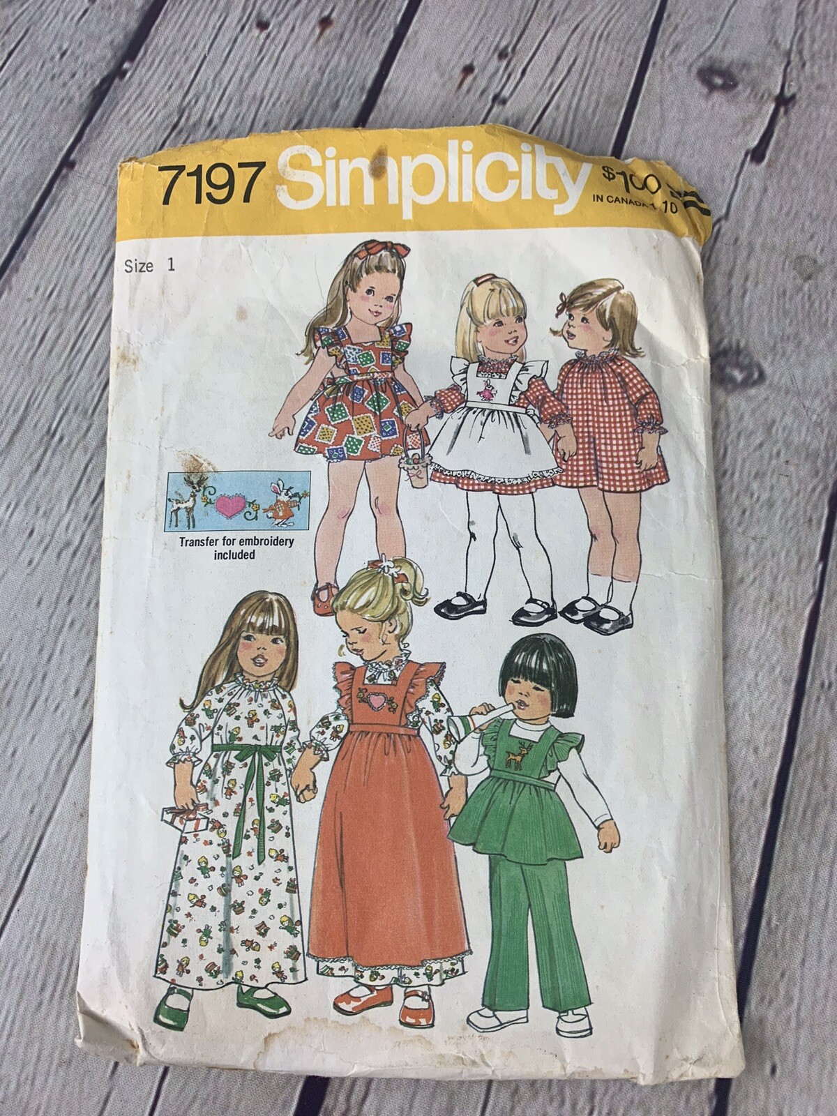 Vintage Simplicity #7197 Pattern For Child’s Size 1 Dress & Pinafore ...