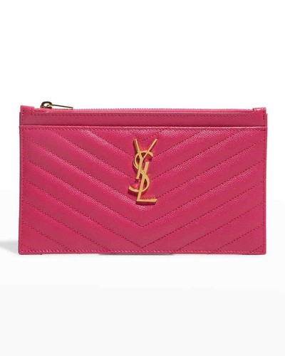 AUTH NEW WOMEN YVES SAINT LAURENT MONOGRAM DE POUDRE PINK POUCH/WALLET ...