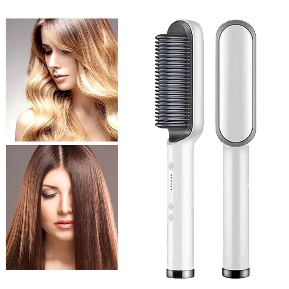Professional Hair Straightener Tourmaline Brush Comb Curler Styler ...