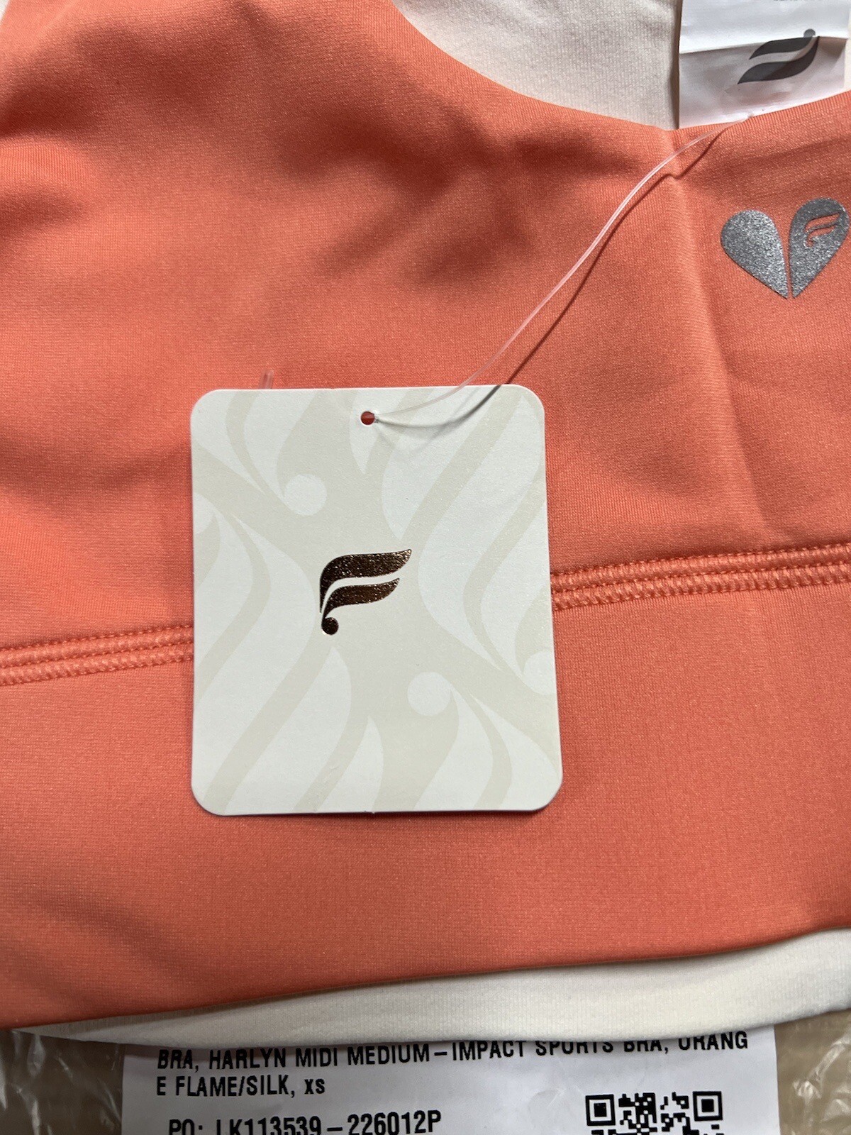 Fabletics Harlan Midi Medium Impact Sports Bra• Orange Flame/Silk• XS ...