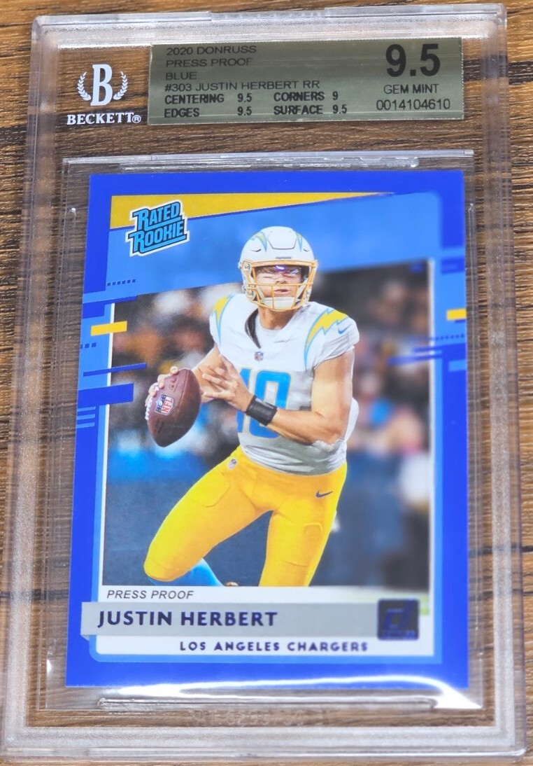 2020 Panini Donruss - Rated Rookie Press Proof Blue #303 Justin Herbert ...