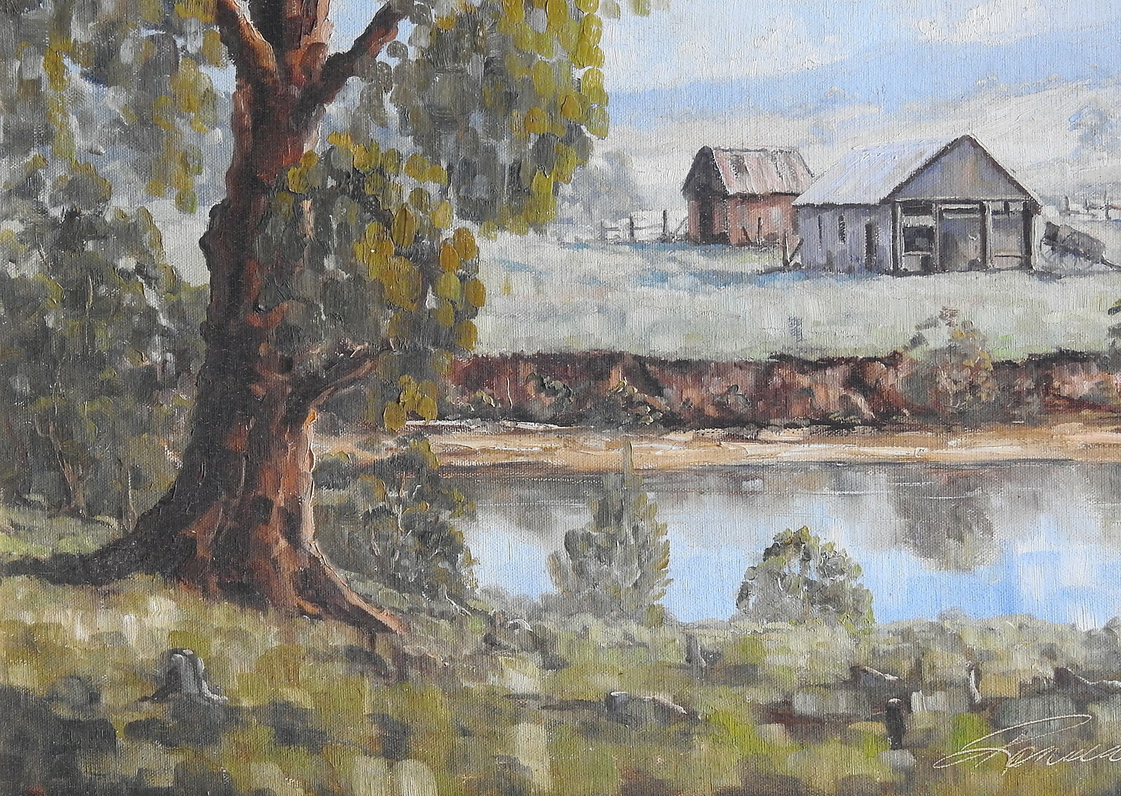 Ronald Peters (1937-2003) Large Original Oil Painting Cox's River Blue ...