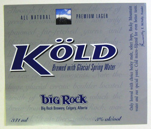 Big Rock Brewery KOLD - PREMIUM LAGER beer label CANADA 341 ml | eBay