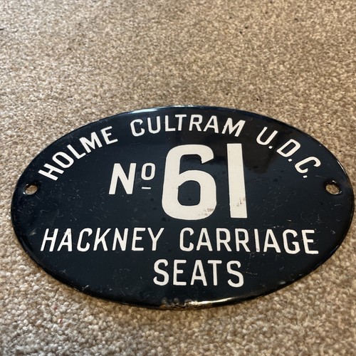 Genuine Antique Enamel Sign Hackney Carriage Taxi License | eBay