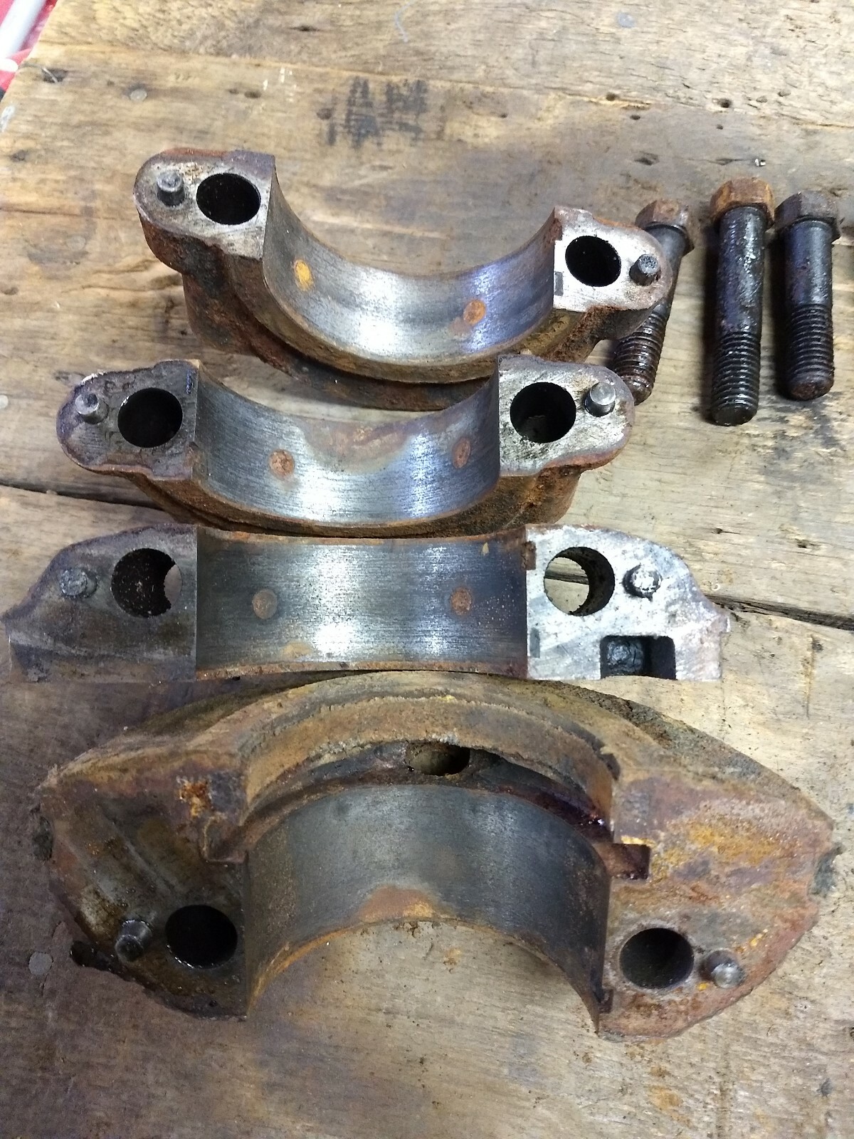 GMC 228 236 inline 6 cylinder crankshaft main Bearing Caps AND BOLTS ...