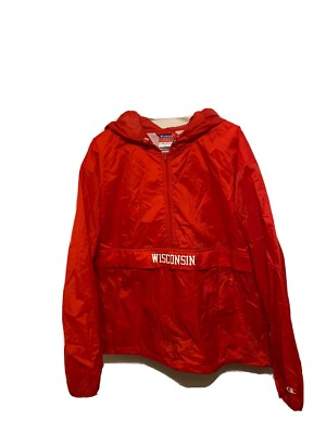 Wisconsin Badgers Champion Adult Half-Zip Red Windbreaker Pullover ...