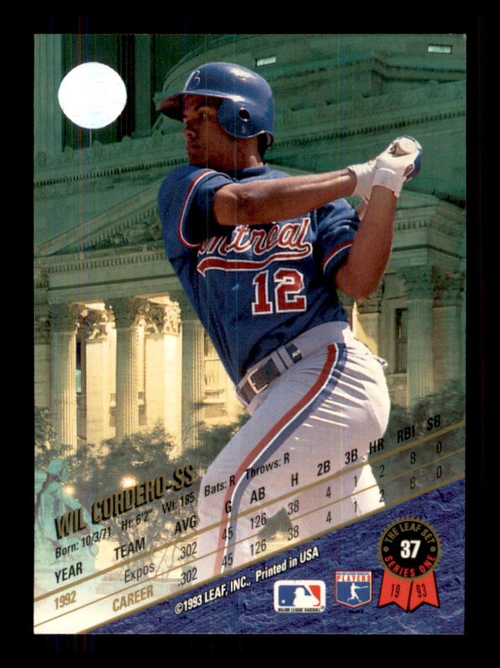 1993 BASEBALL 1993 Leaf Wil Cordero Montreal Expos #37 1 | eBay