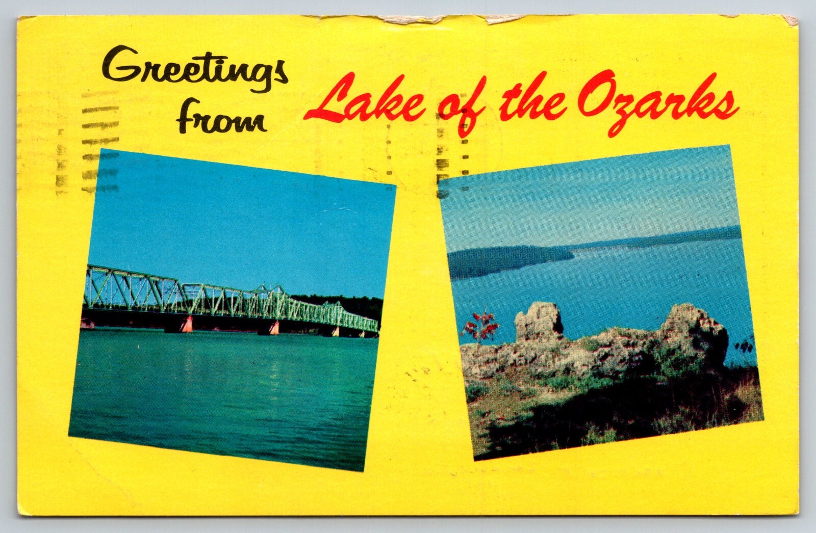 Greetings From Lake Of The Ozarks Double Hello Bridge Lovers Leap 1965 ...