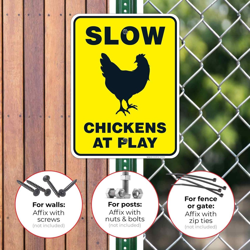Chicken Crossing Sign, Slow Chickens at Play Sign, Chicken Coop Sign ...