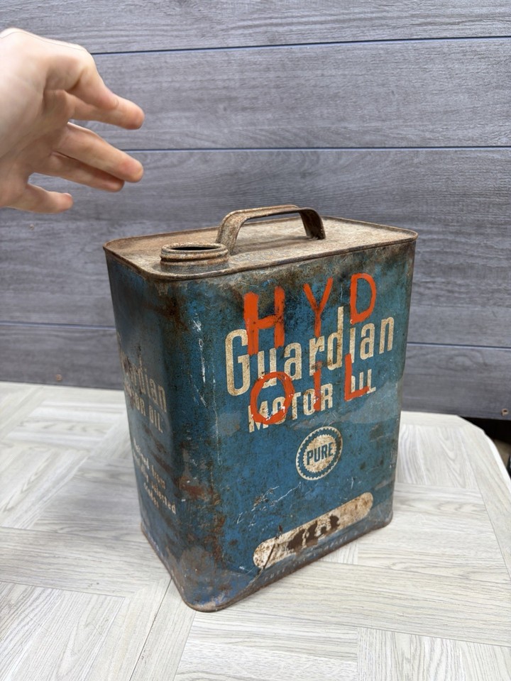 VINTAGE 1950'S GUARDIAN MOTOR OIL 2 U.S.GAL. OIL CAN USA Made Blue Car ...