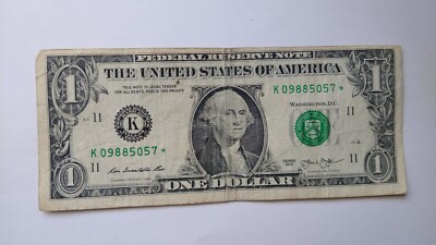 Rare $1 Dollar Star Note Series 2013 SN:K09885057 Miscut / Misprint ...