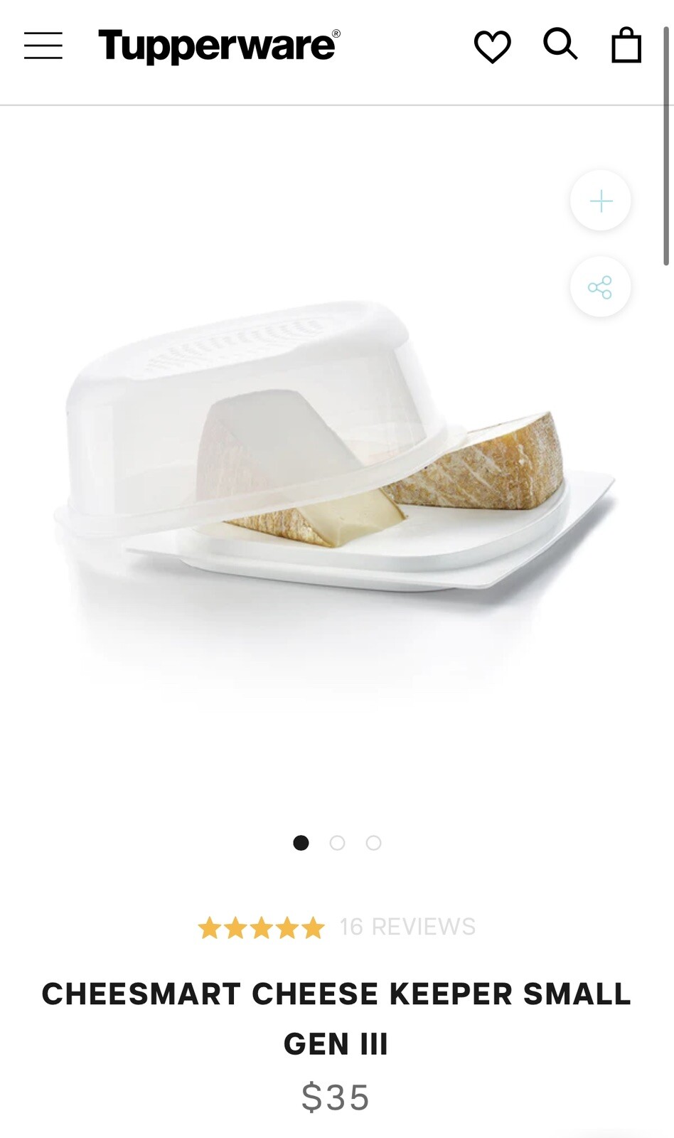 Tupperware Cheese Keeper Cheese Smart- Gen III Fridge Storage Container ...