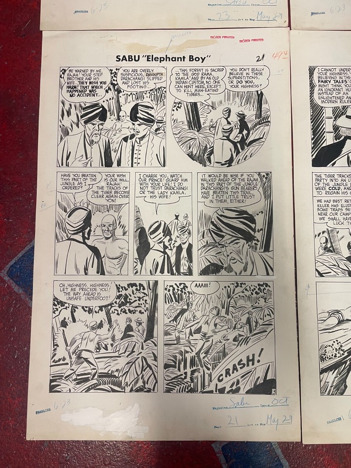 SABU ELEPHANT BOY original comic art 4 PAGES IN ROW 1945 RAMAR 1955 ...