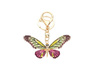 Fuchsia Rhinestone Embellished Metal Butterfly Keychain | eBay