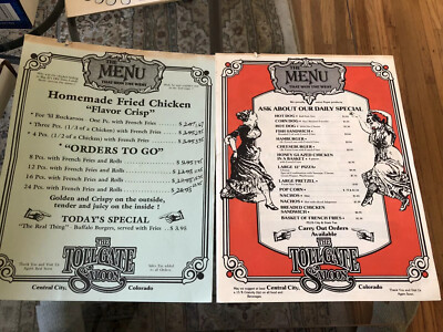 Vintage 1970’s the tollgate saloon menu Cental City Colorado | eBay
