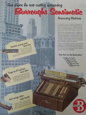 1950s Burroughs Sensimatic accounting business adding machine vintage ...