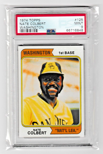 1974 Topps Nate Colbert Washington "NAT'L LEA" Error PSA 9 MINT SAN ...