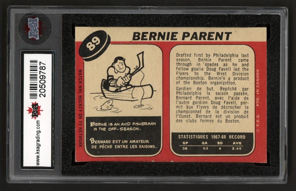 1968 69 OPC #89 BERNIE PARENT ROOKIE CARD KSA 8 NEAR MINT-MINT | eBay