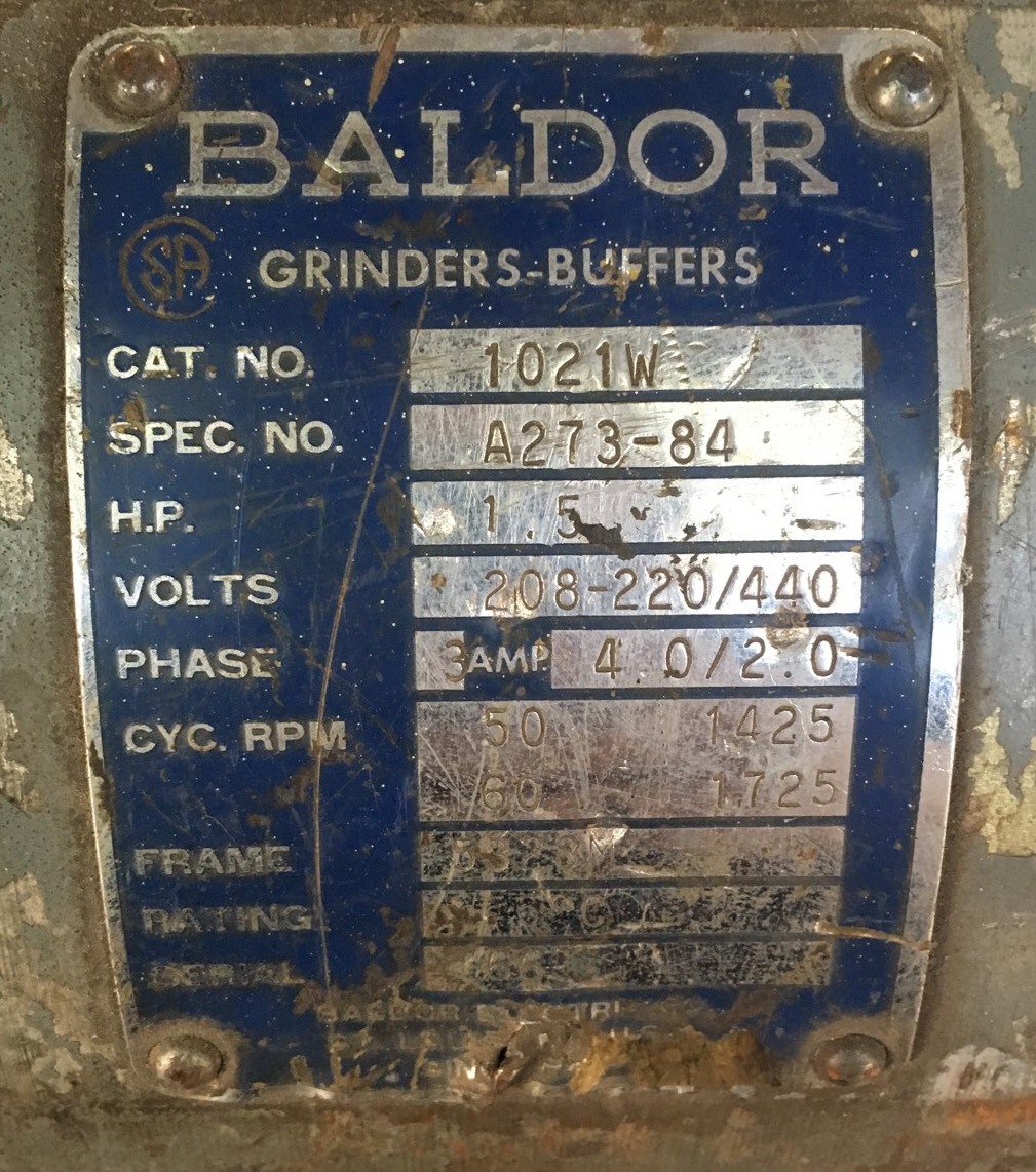Baldor 1021W 10" Deluxe Bench Grinder with Pedestal Base Machinist Fab ...