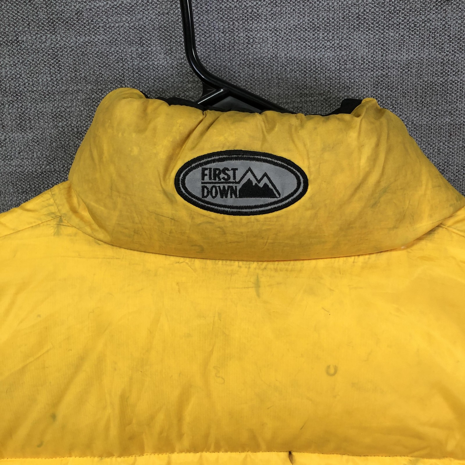 First Down Reversible Puffer Jacket Black Yellow Duck Down XL Vintage 90s | eBay