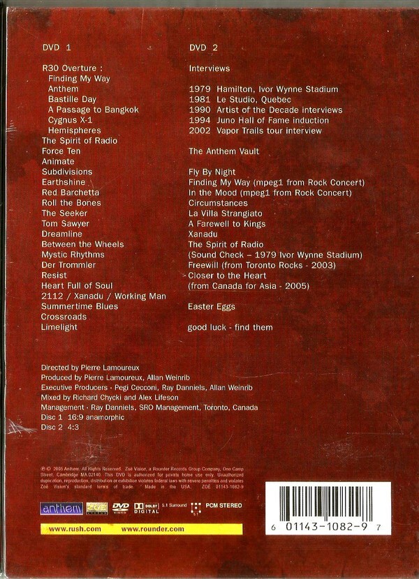 Rush ‎– R30 (30th Anniversary World Tour) prog metal art rock DVD | eBay